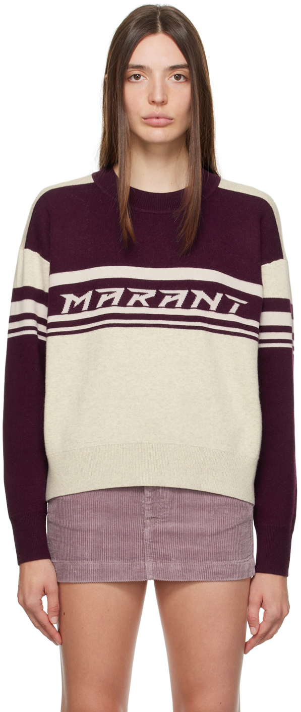 Pull Callie blanc cassé et bourgogne Isabel Marant Etoile en solde