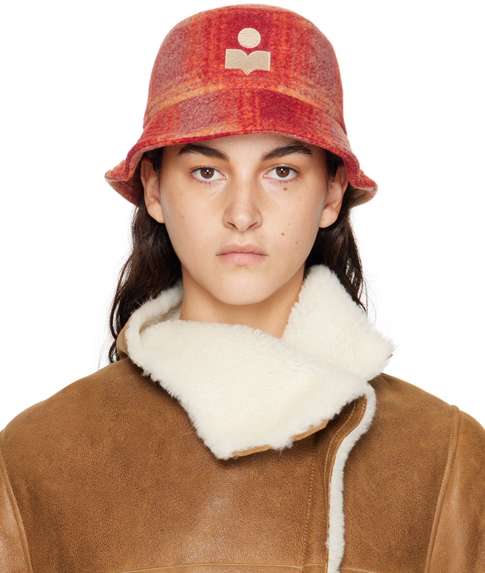 Chapeau bob Haley rouge et orange Isabel Marant en solde