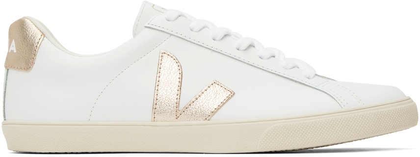 VEJA: White & Gold Esplar Sneakers | SSENSE UK