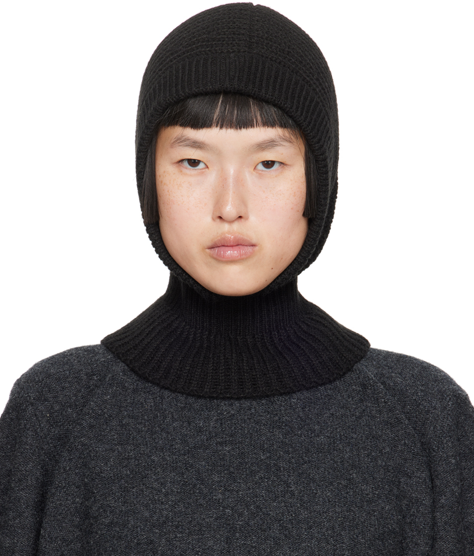 LEMAIRE: Black Rib Balaclava | SSENSE UK