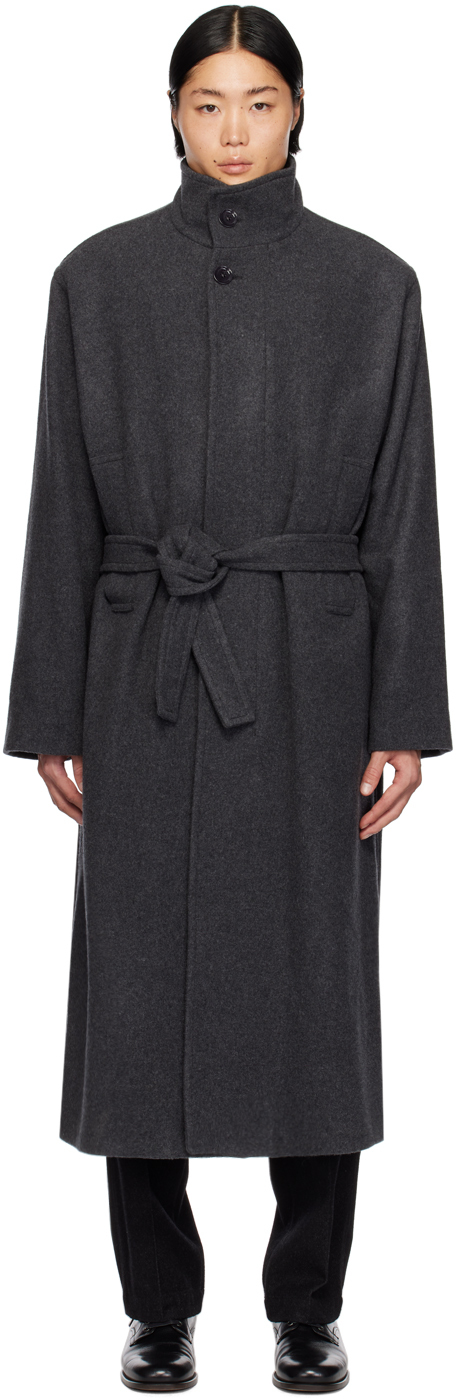 Gray Belted Coat by LEMAIRE on Sale