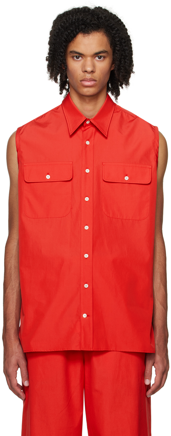 Red Flap Pocket Vest by Rier on Sale