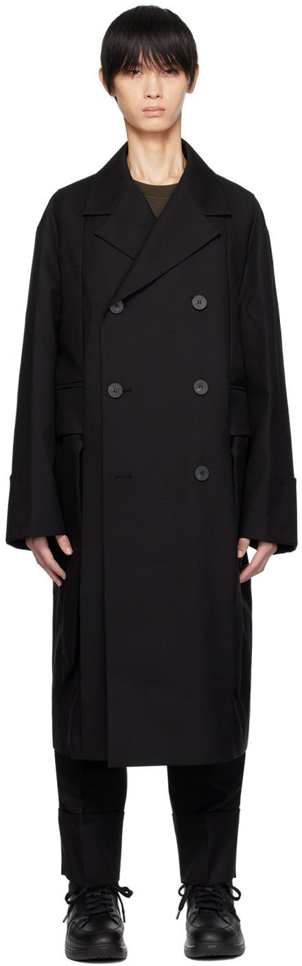 Black Belted Double Coat by WOOYOUNGMI on Sale