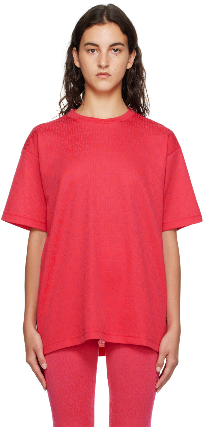 Pink All Over T-Shirt by Moschino on Sale