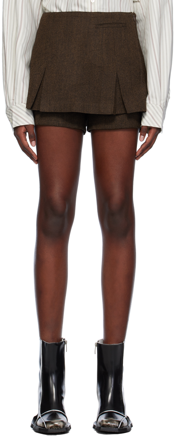 lesugiatelier: Brown Layered Skort | SSENSE Canada