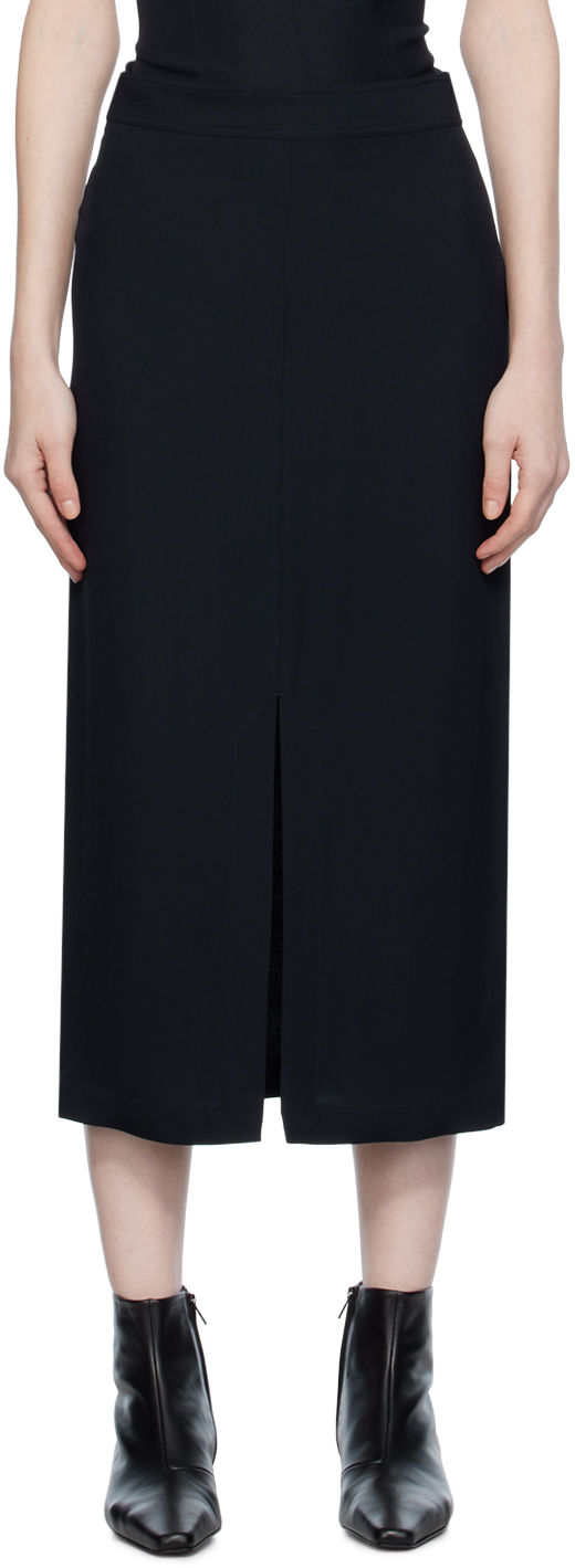 TOTEME: Navy Vented Midi Skirt | SSENSE