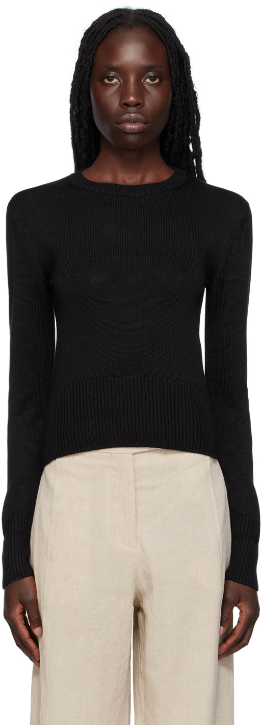 TOTEME: Black Crewneck Sweater | SSENSE