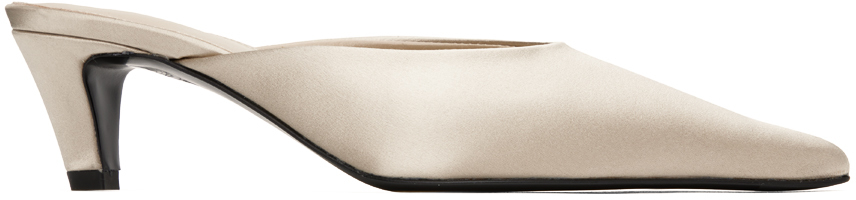 Beige 'The Satin Mule' Heels by TOTEME on Sale
