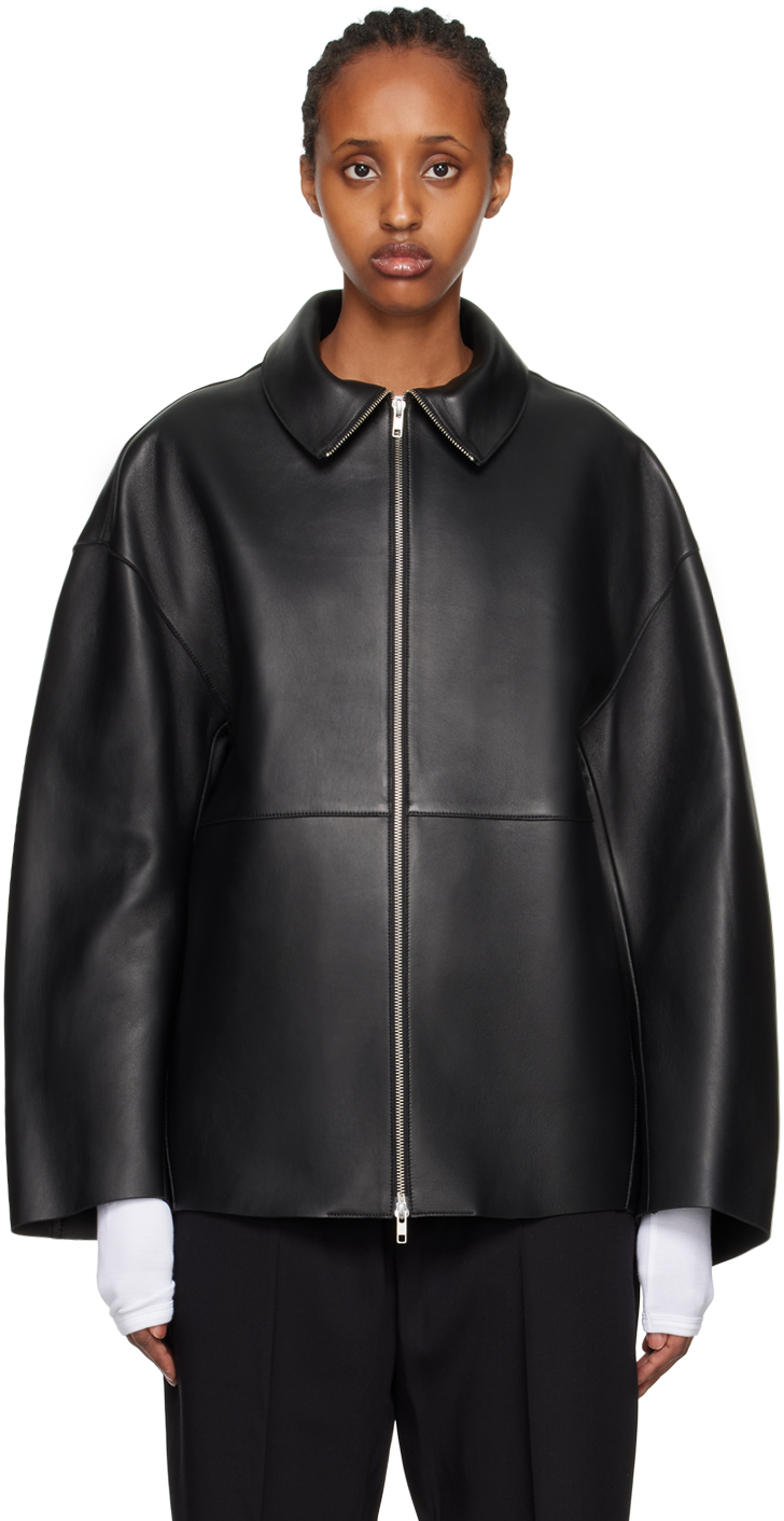 Teurn Studios: Black Doublé Leather Jacket | SSENSE Canada