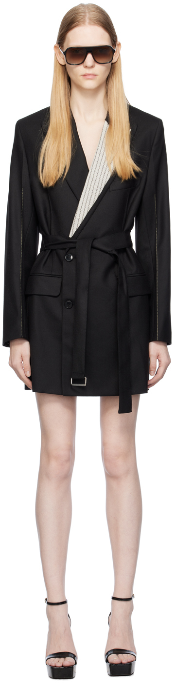 Victoria Beckham: Robe courte noire à double boutonnage | SSENSE France