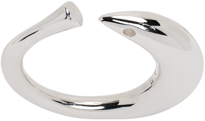 Bottega Veneta: Silver Open Band Ring | SSENSE UK