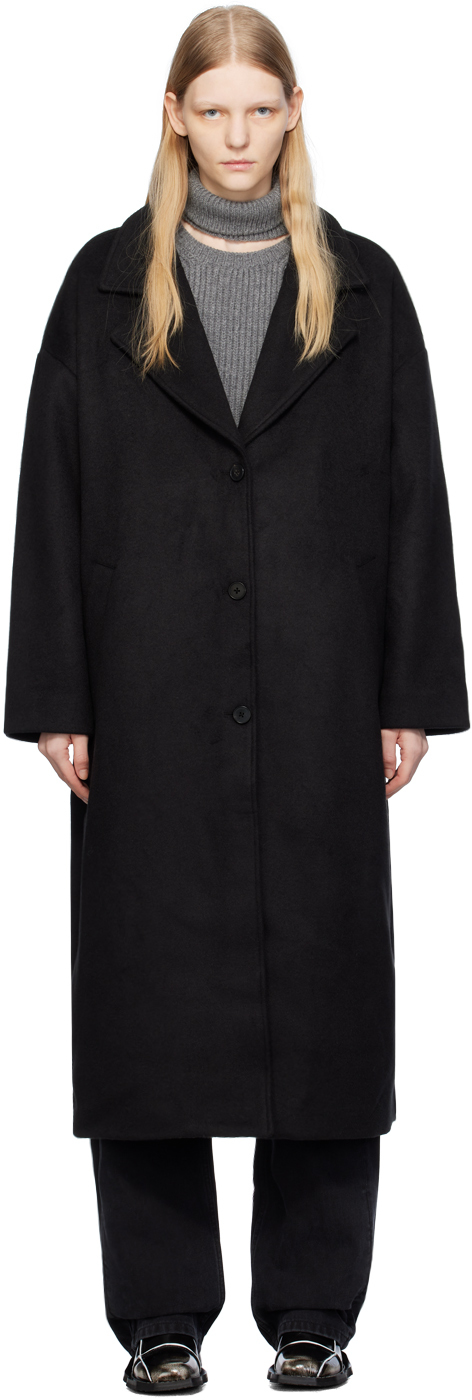 Black Dropped Shoulder Coat by Han Kjobenhavn on Sale