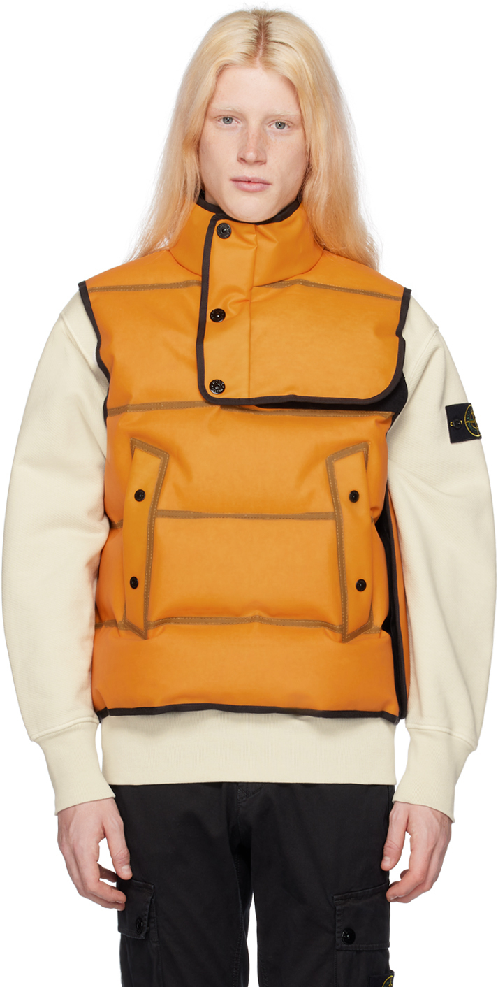 Stone Island Orange Strata Ice Down Vest