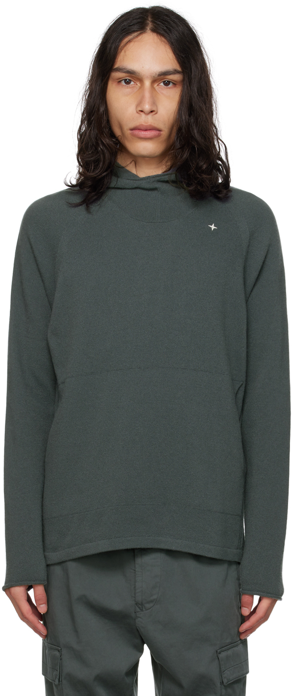 Stone Island: Gray Raglan Hoodie | SSENSE UK