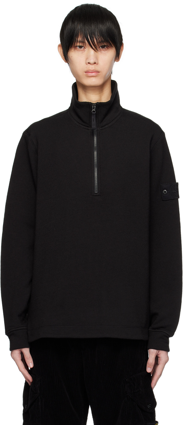 Pull molletonné Ghost Piece noir Stone Island en solde