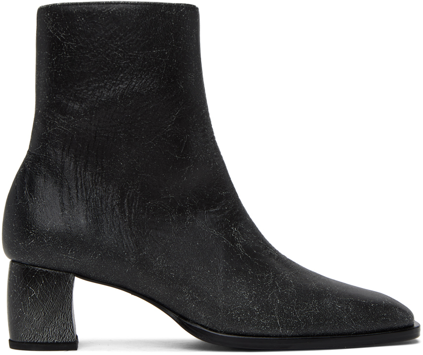 Bottines noires à talon bottier courbé Eckhaus Latta en solde