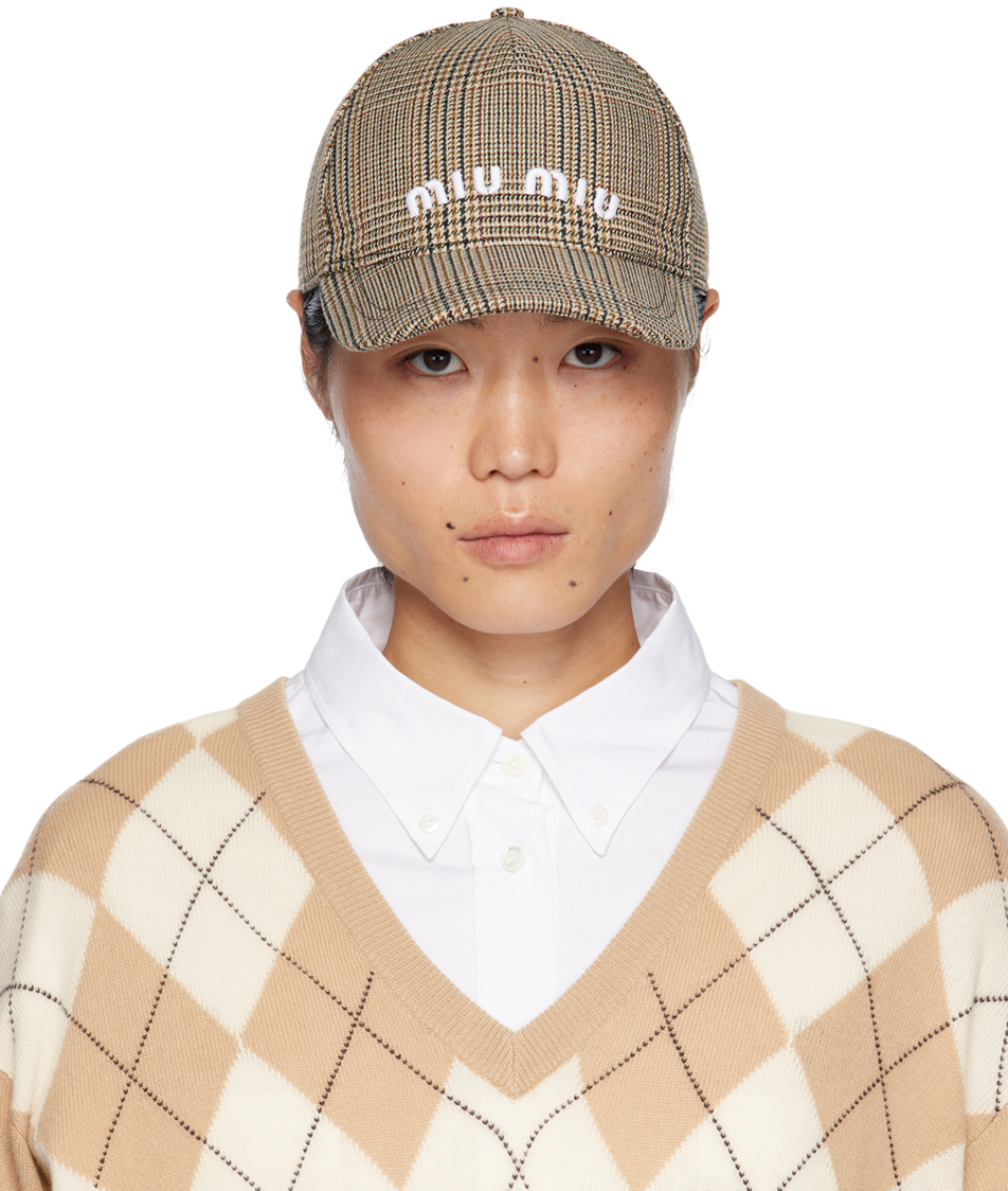 Miu Miu: Brown Logo Cap | SSENSE Canada