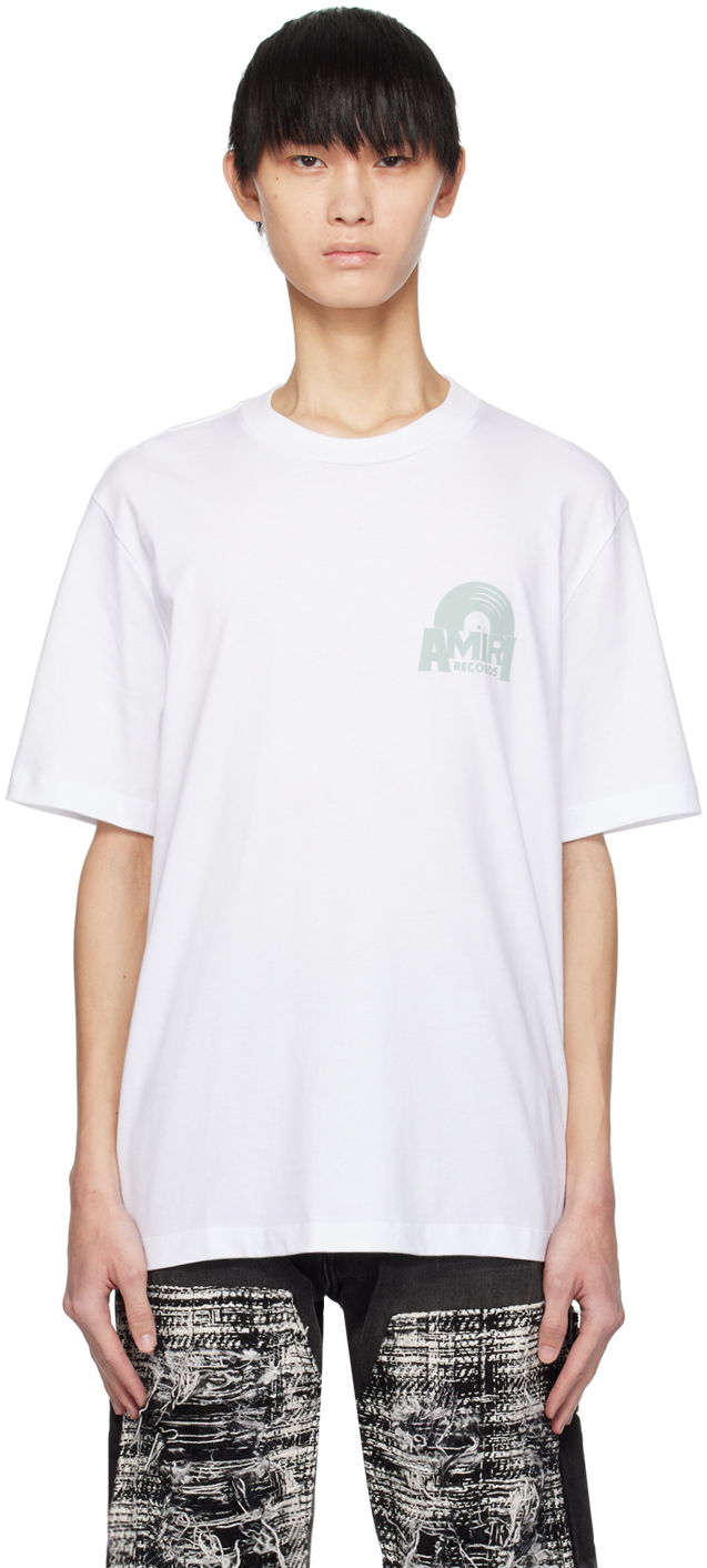 AMIRI: White 'Amiri Records' T-Shirt | SSENSE