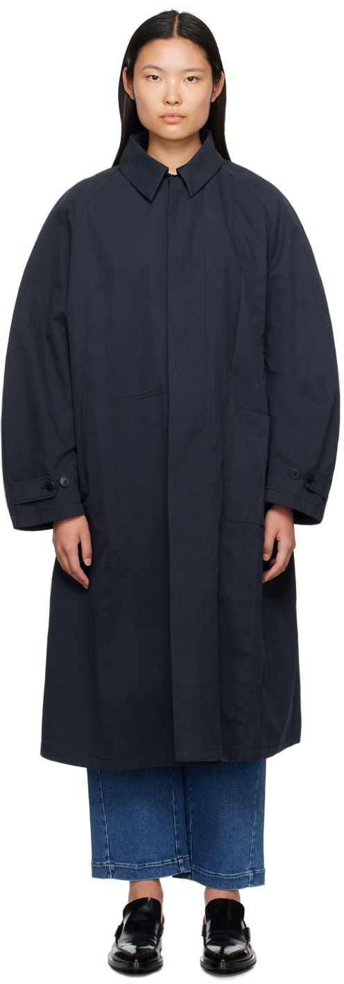 Cordera: Navy Asymmetric Pocket Coat | SSENSE UK
