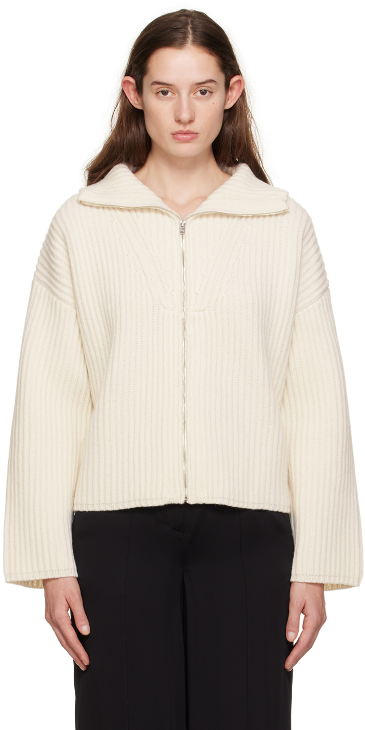 Off-White Zip Through Sweater by Joseph on Sale