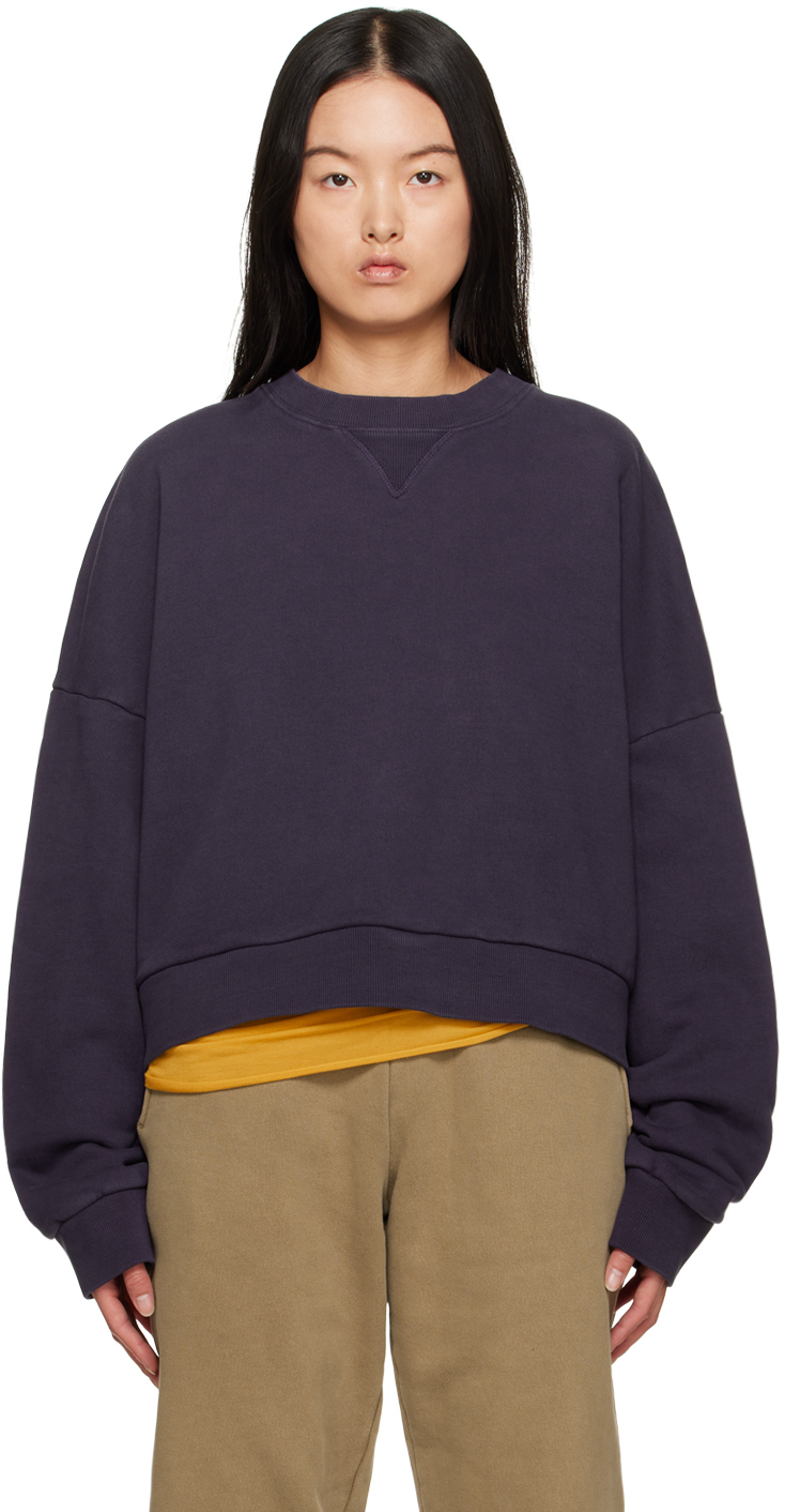 Entire Studios: Pull molletonné droit bleu marine | SSENSE France