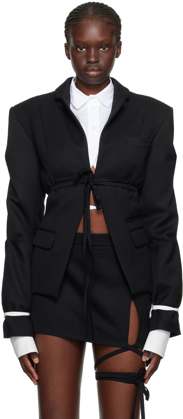 Black Slash Blazer by SRVC on Sale