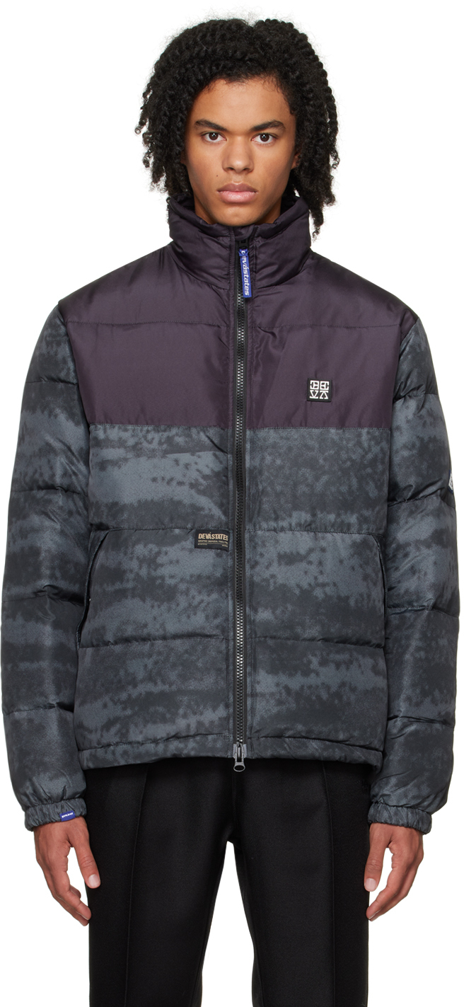 Black & Gray Warpaint Puffer Jacket by DEVÁ STATES on Sale