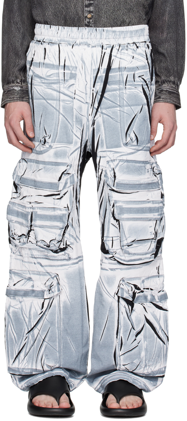 Diesel: Blue & White P-Garcia Cargo Pants | SSENSE UK