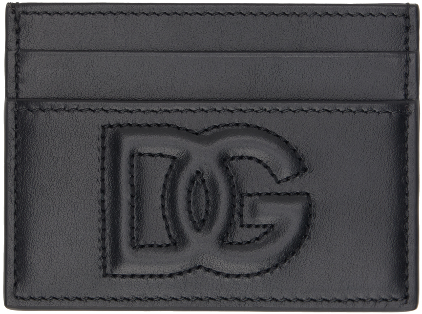 Dolce&Gabbana: Black Calfskin DG Logo Card Holder | SSENSE UK