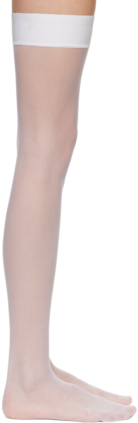 Dolce&Gabbana: White Thigh Socks | SSENSE Canada