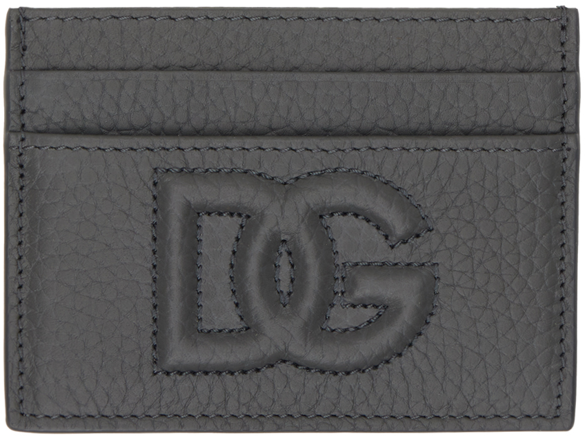 Gray 'DG' Logo Card Holder by Dolce&Gabbana on Sale