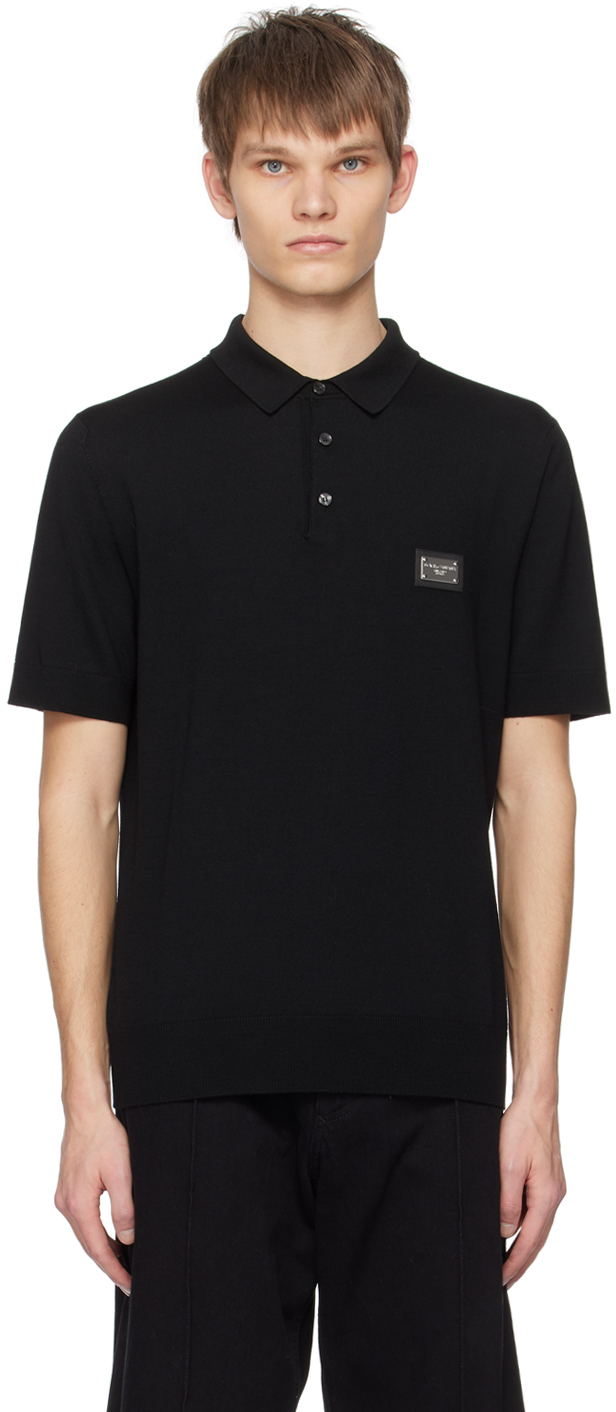 Black Plaque Polo by Dolce&Gabbana on Sale