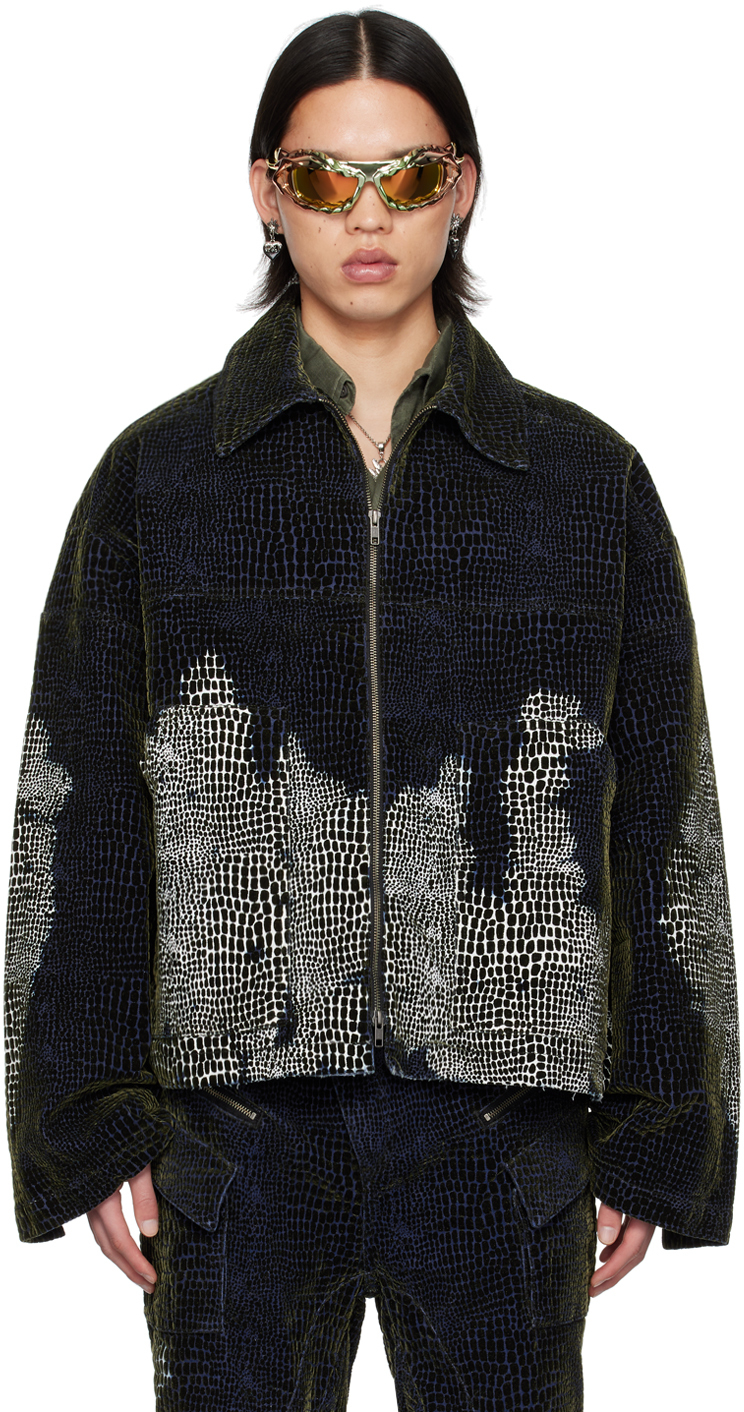 Multicolor Flocked Denim Jacket by Ottolinger on Sale