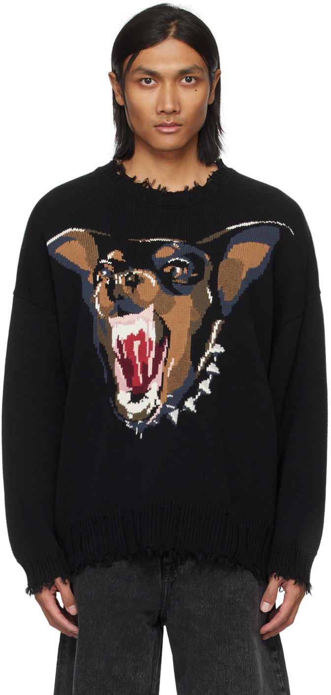 R13: Black Angry Chihuahua Sweater | SSENSE Canada