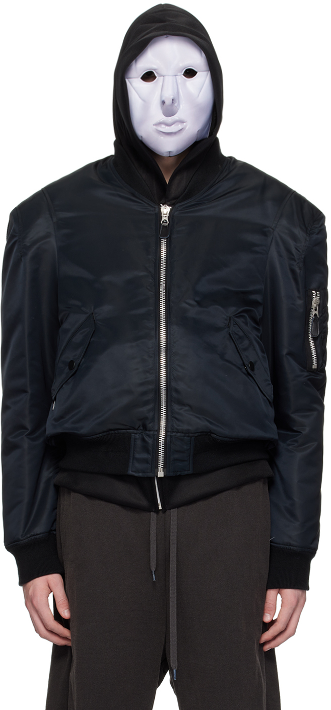 Black Robot Shoulder Bomber Jacket by doublet on Sale