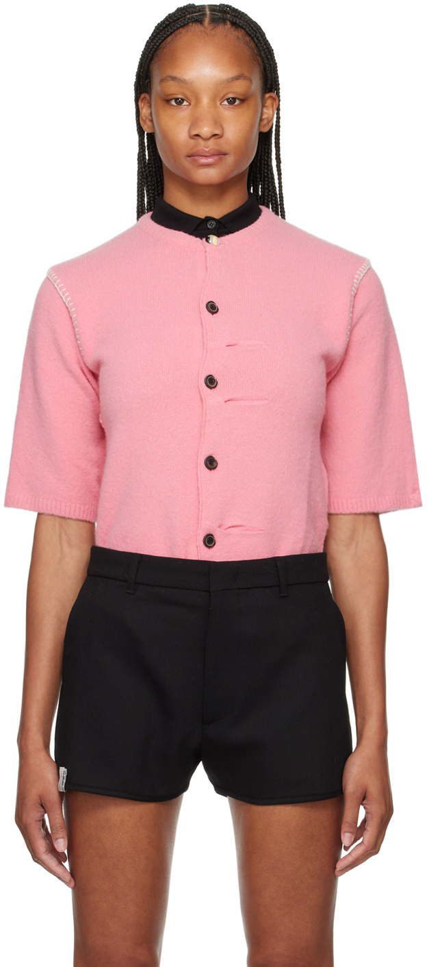 ADER error: Pink Logo Flag Cardigan | SSENSE