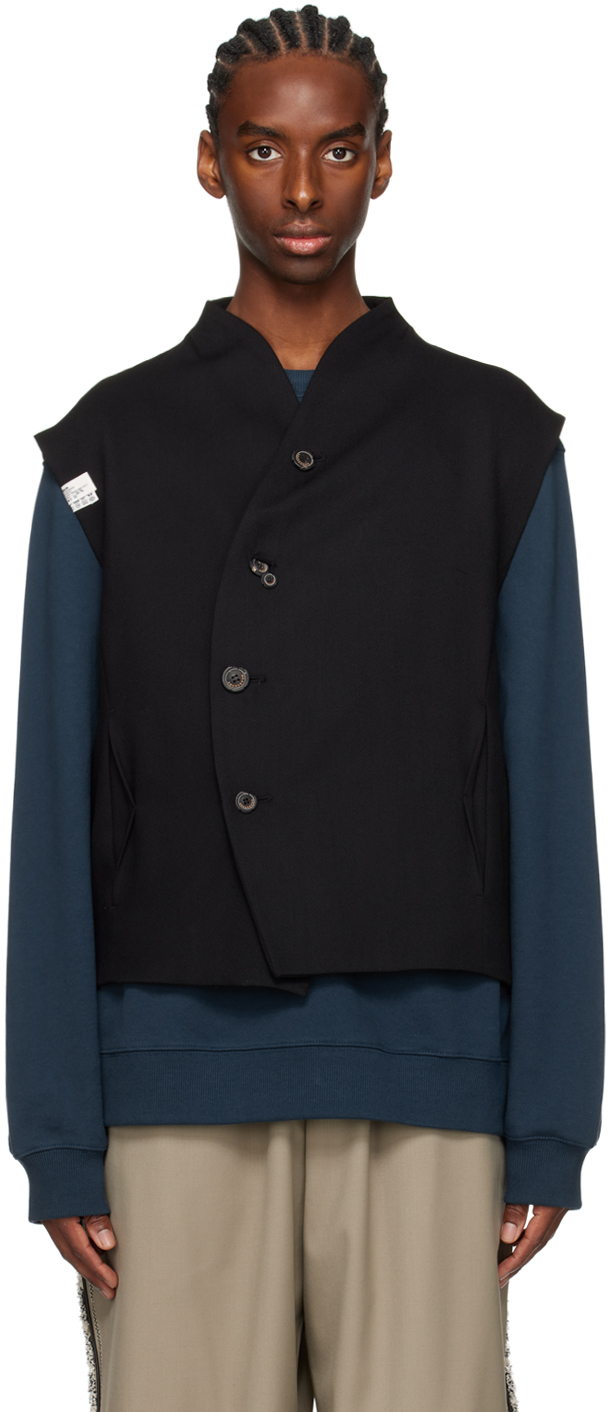 ADER error: Black Funnel Neck Vest | SSENSE UK