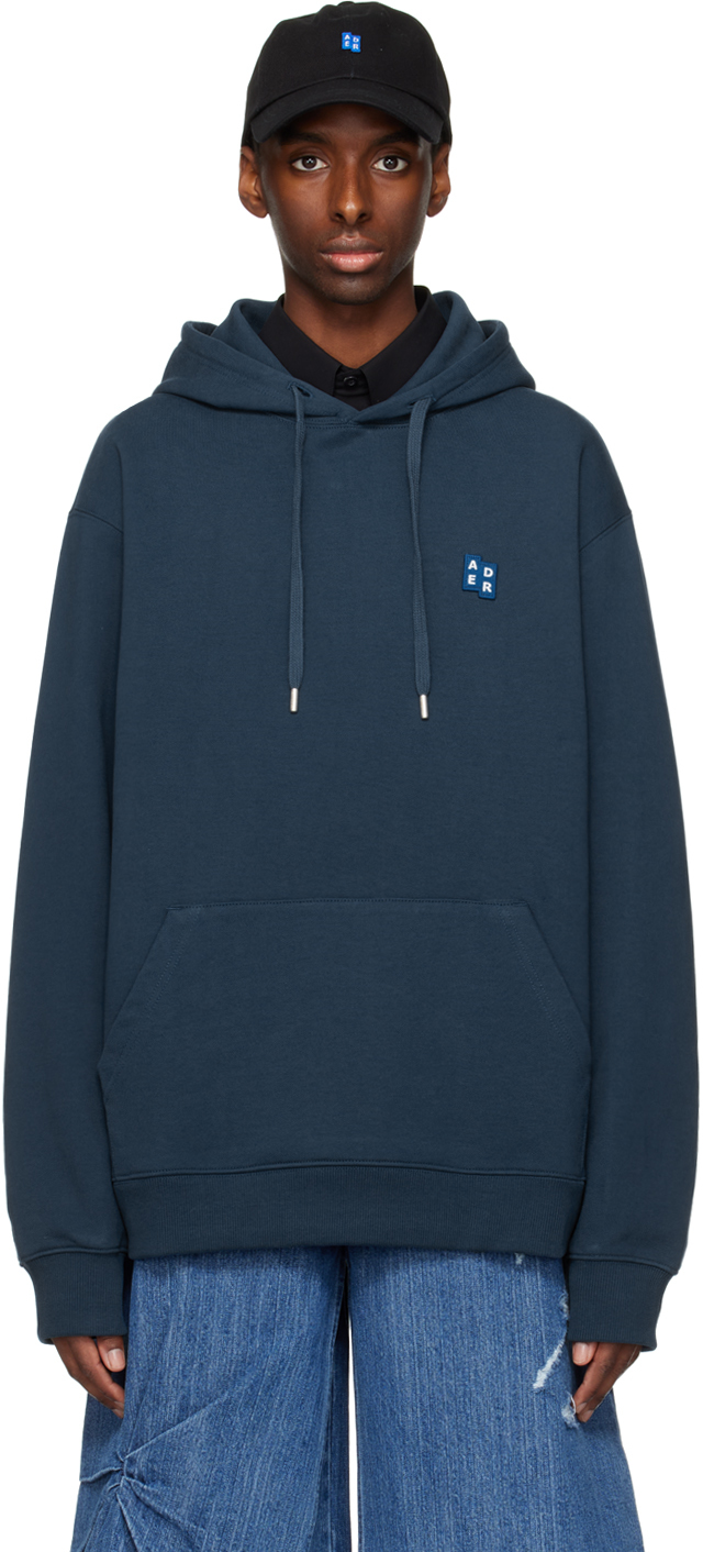 ADER error: Navy Drawstring Hoodie | SSENSE