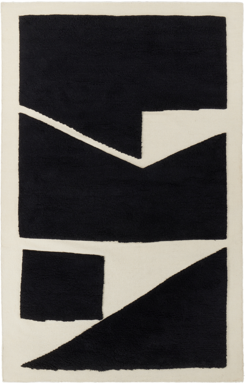 Black & Off-White Untitled 1 Rug by Nordic Knots | SSENSE