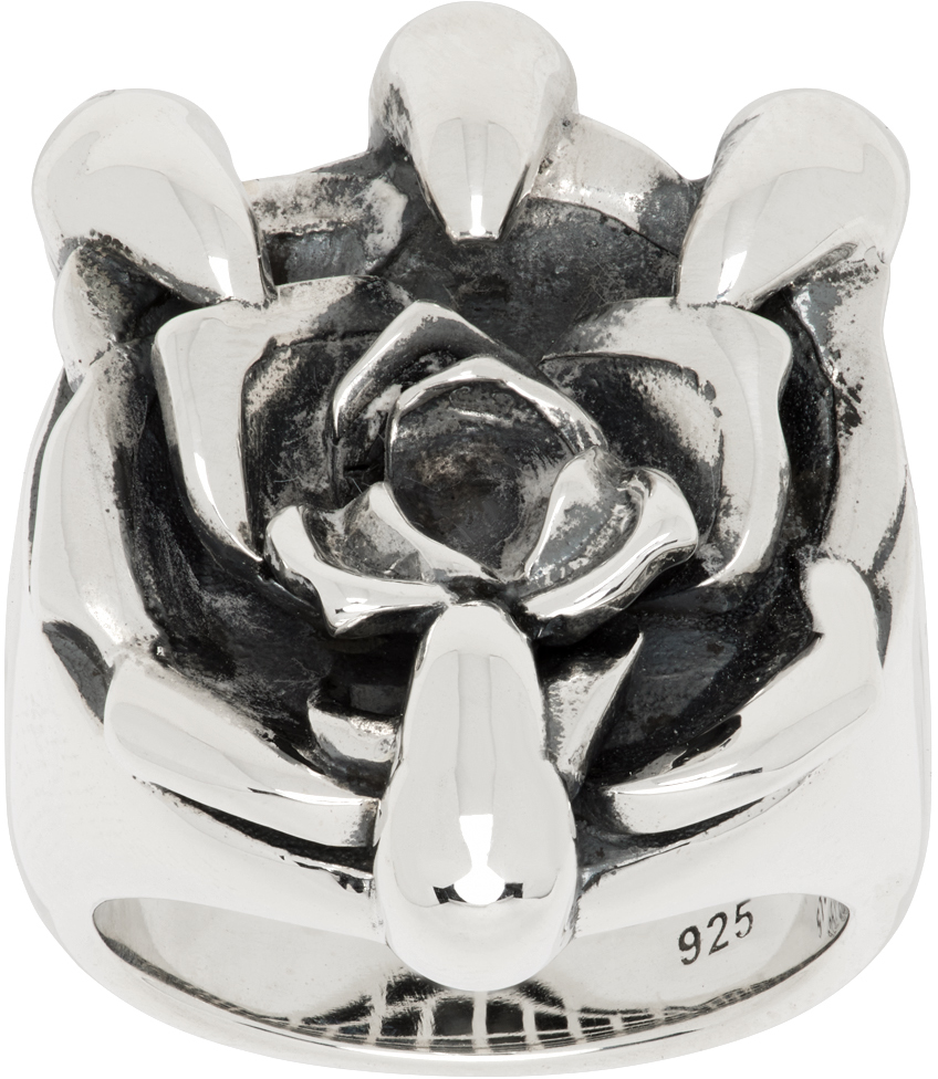 Silver Maxi Rose Claw Ring by Stolen Girlfriends Club on Sale