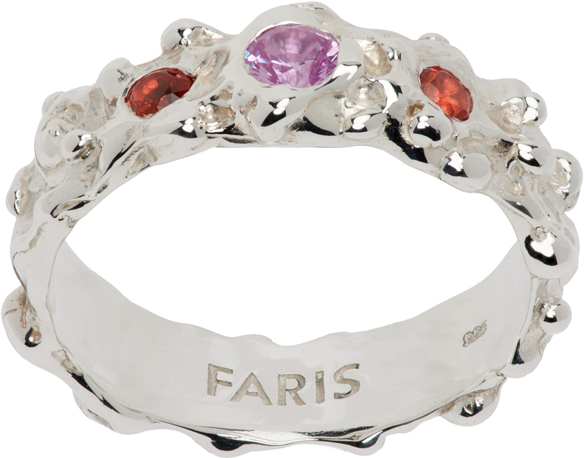FARIS: Silver Roca Gem Band Ring | SSENSE