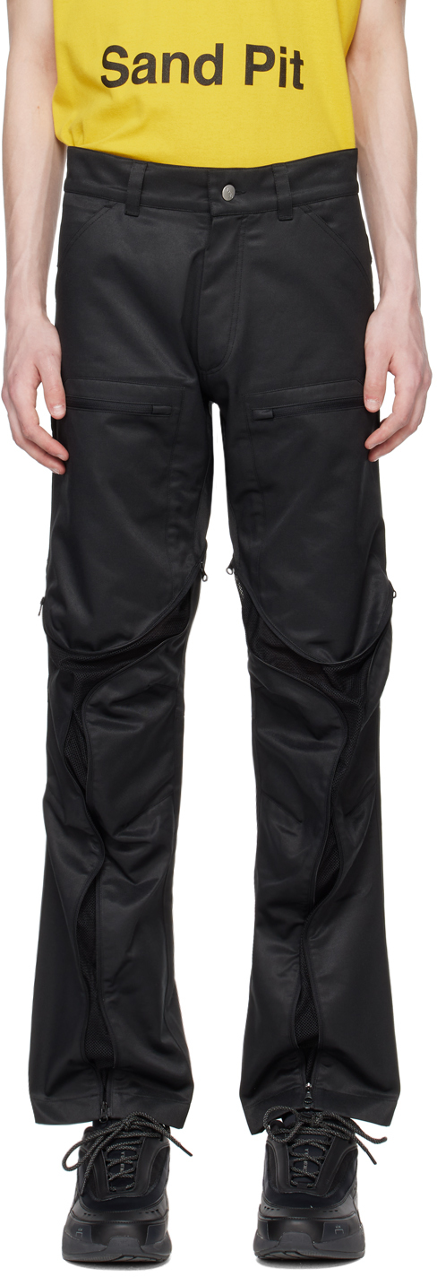 Black Tri-Zip Cargo Pants by Olly Shinder on Sale