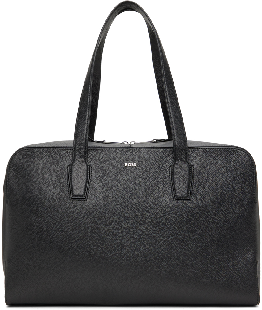Black Zipped Holdall Duffle Bag by BOSS on Sale