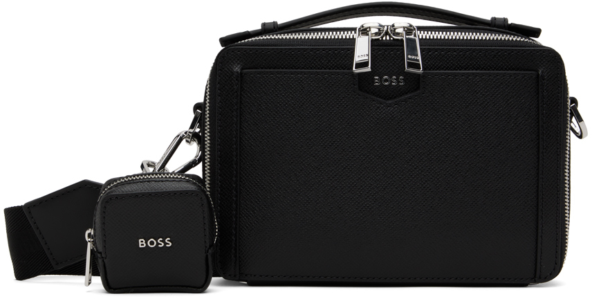 Black Shotgun Boxy Bag by BOSS on Sale