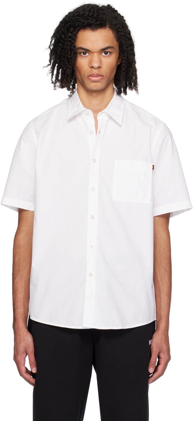 White Pocket Shirt by BOSS on Sale