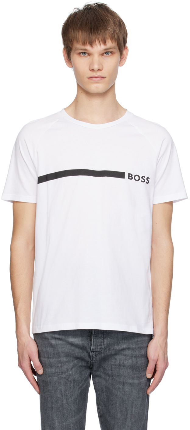 White Crewneck T-Shirt by BOSS on Sale
