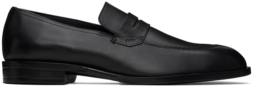 BOSS: Black Leather Loafers | SSENSE Canada
