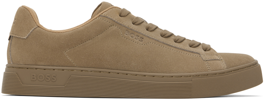 Brown Lace-Up Sneakers by BOSS on Sale