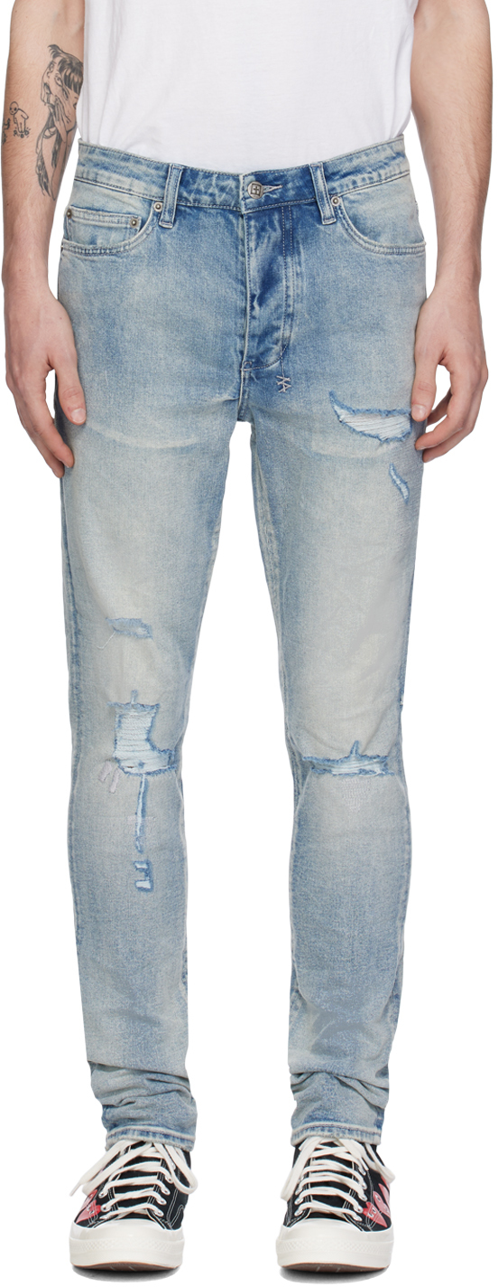 Blue Chitch Thrashed Jeans by Ksubi on Sale