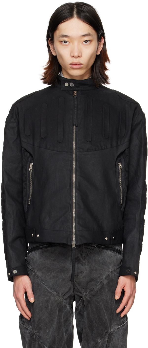 Juntae Kim: Black Embossed Biker Jacket | SSENSE